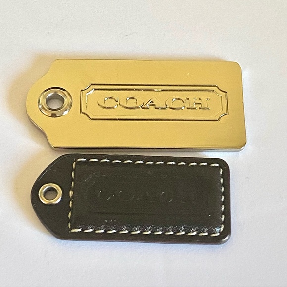 Coach | Bags | Coach 2pc Hang Tag Set Gold Metal And Black Leather ...